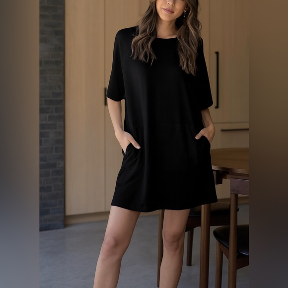 lunya | Dresses | Lunya Organic Pima Dress Lxl Black Super Soft ...